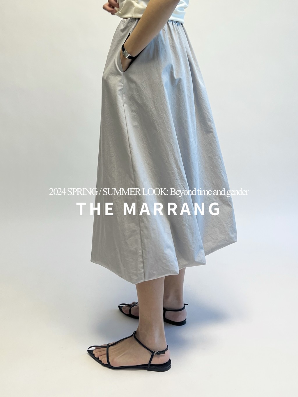 코튼 볼륨 스커트 cotton volume skirt (light grey) : THE MARRANG