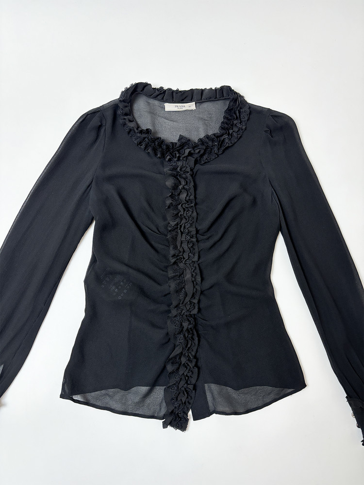 2010 PRADA RUFFLE DETAIL BLOUSE : oaens