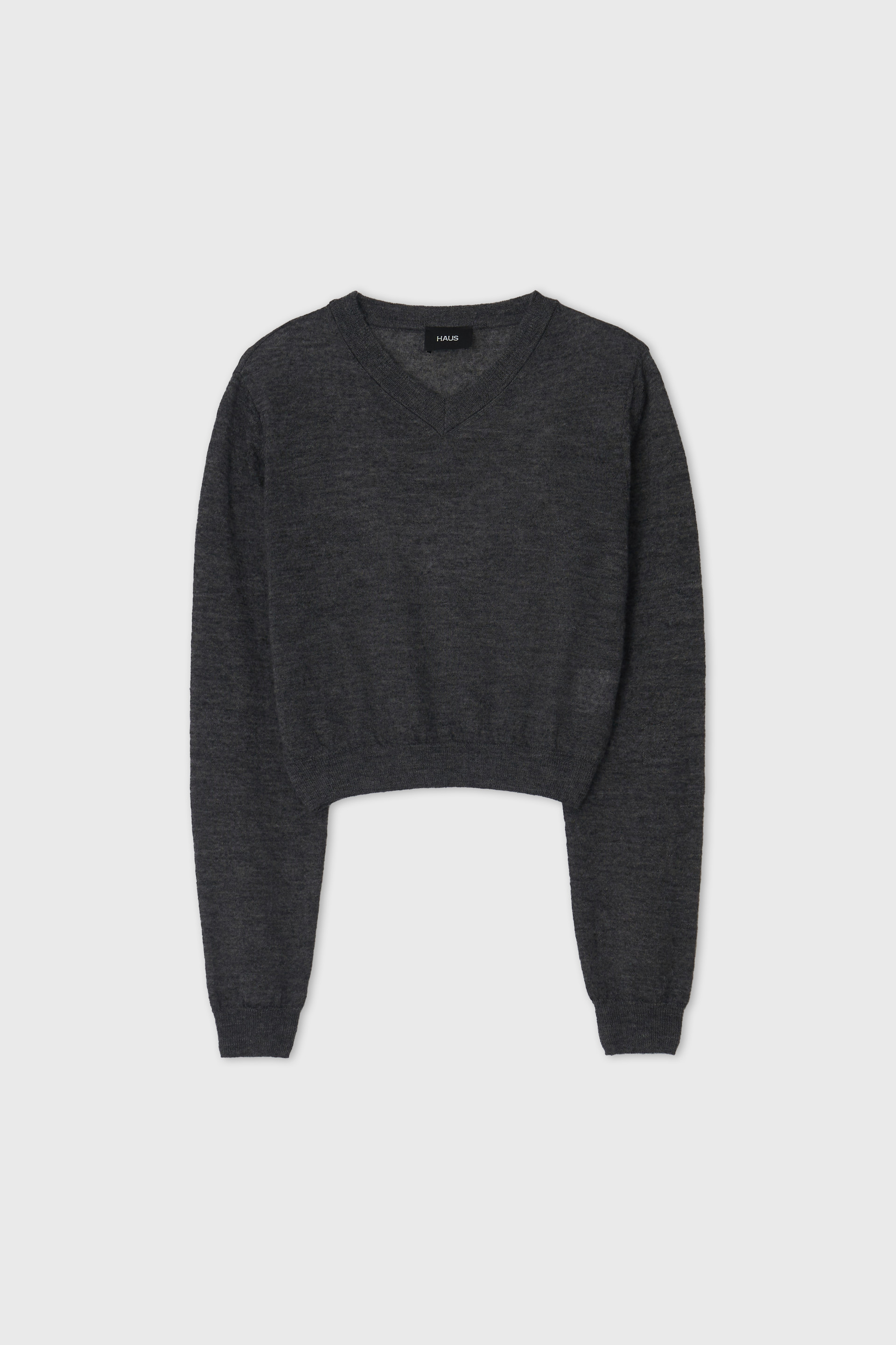 See through angora crop knit charcoal : HAUSWOMEN