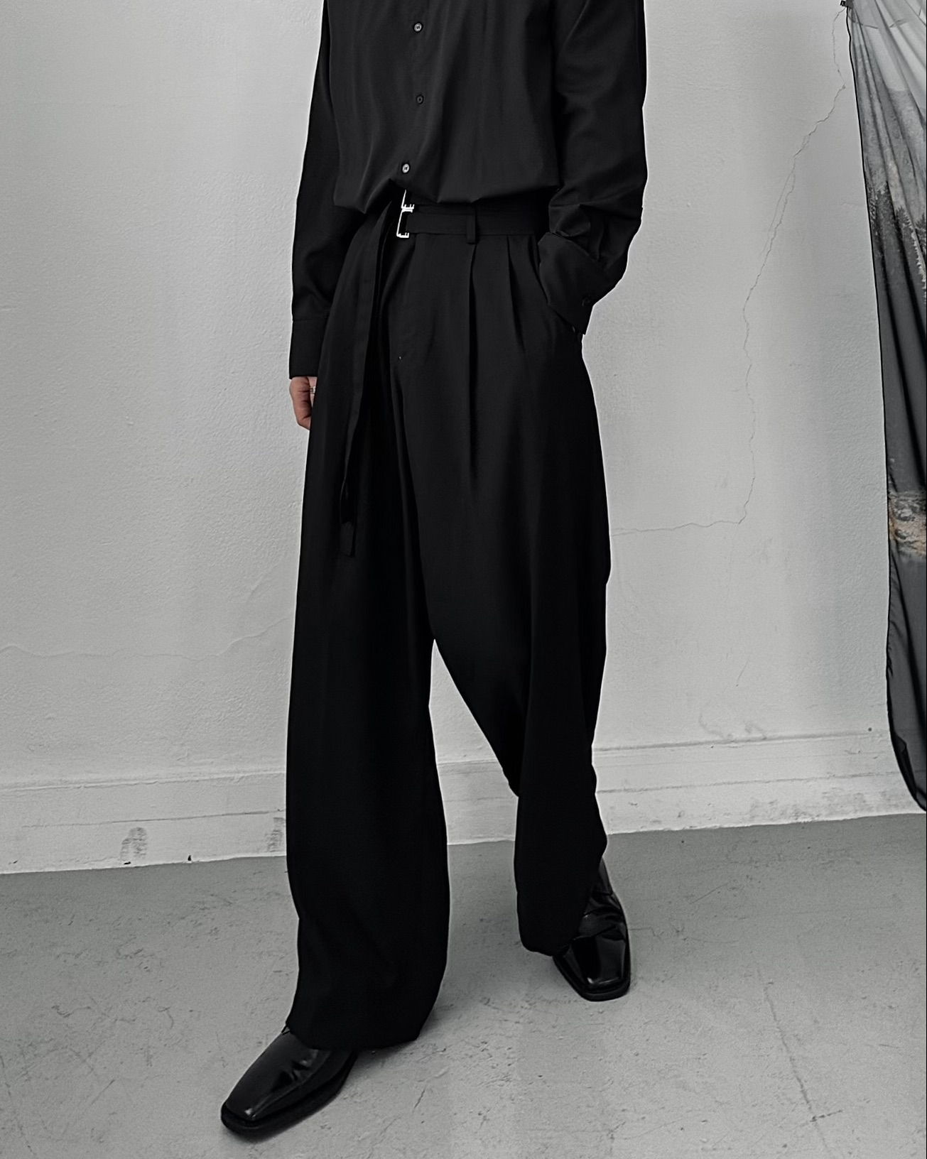 [MD추천] 미르 하이웨스트 이중벨트 슬랙스 2COL : 이치반