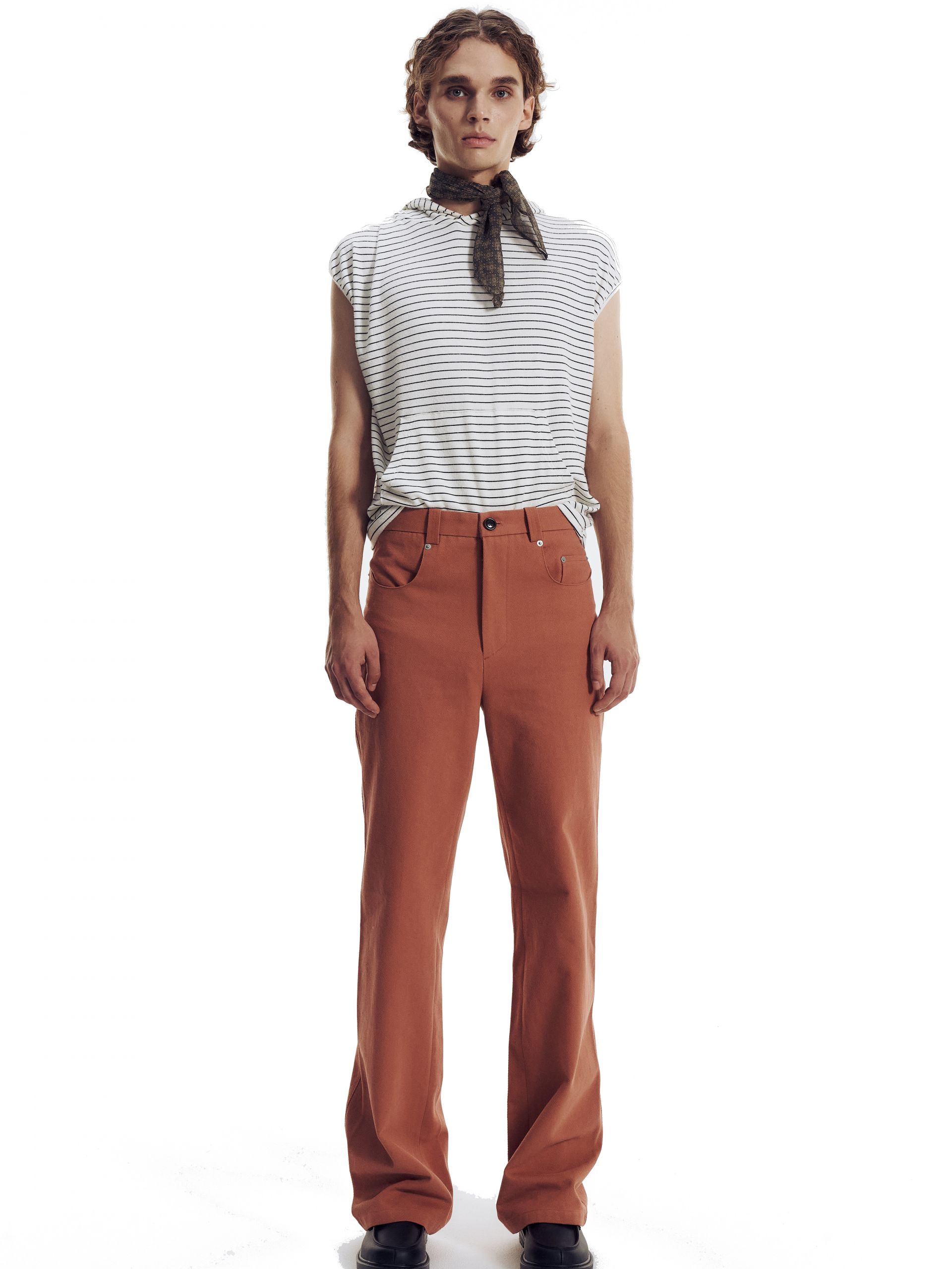Bluesf long straight roll-up pants : Blue sunflower