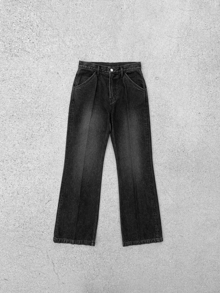 wide boot-cut jeans washed black : LABEL ARCHIVE 라벨 아카이브