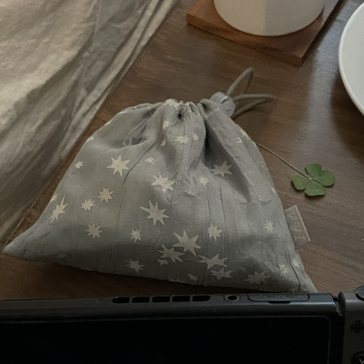 Drawstring Pouch - Gray Star : loveyouidiot