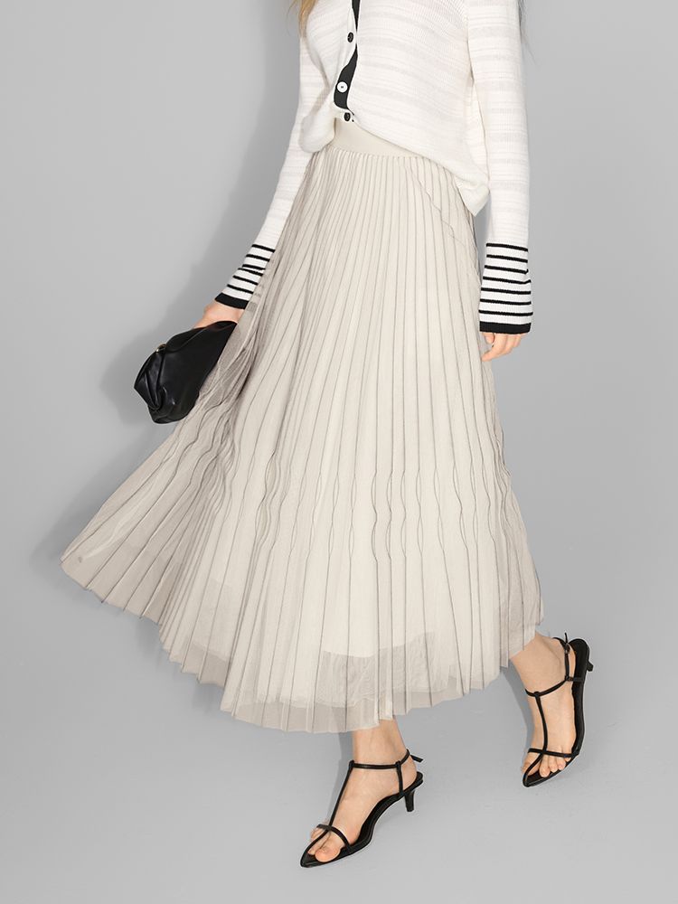 Biselena French Elegant Mesh Pleated Skirt : 엘레니크(Elenique)