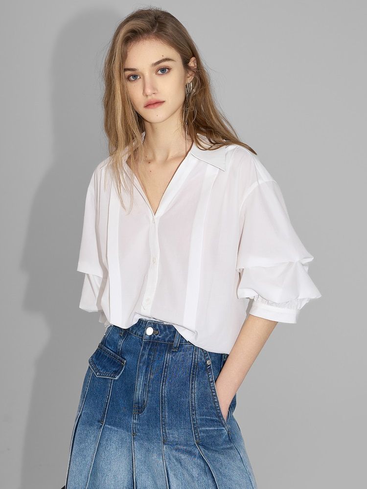 Biselena French Fancy Woven Chic Shirt : 엘레니크(Elenique)