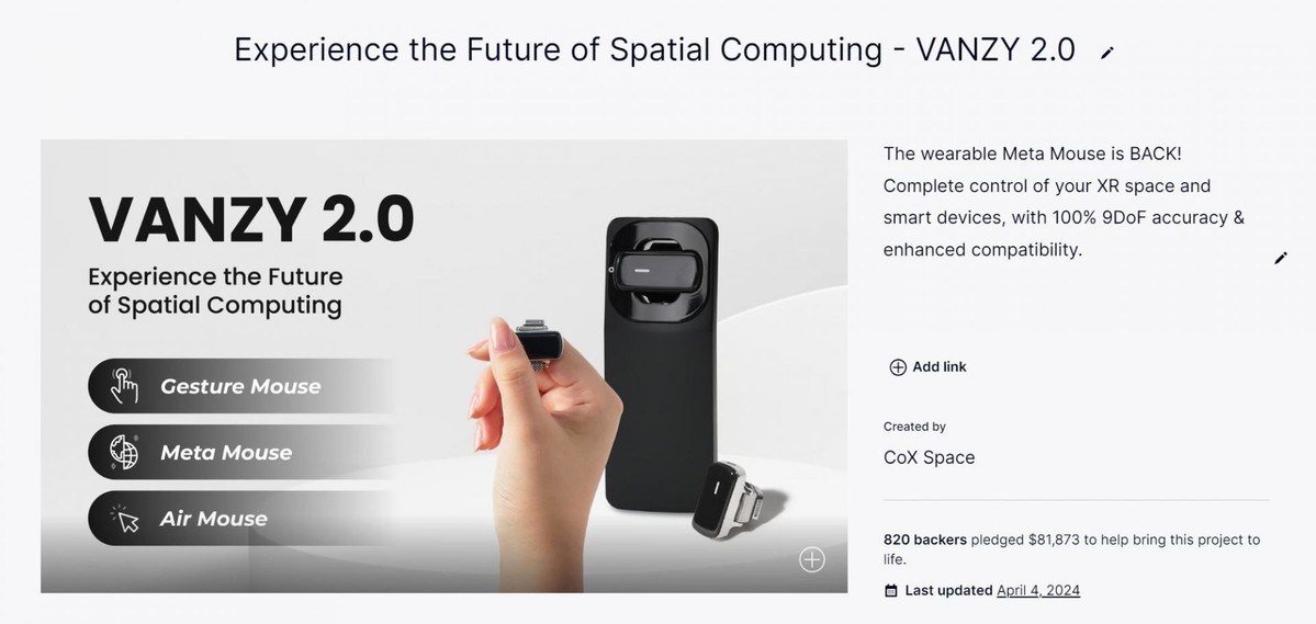 [VANZY 2.0] Kickstarter successfully finished. : COXSPACE