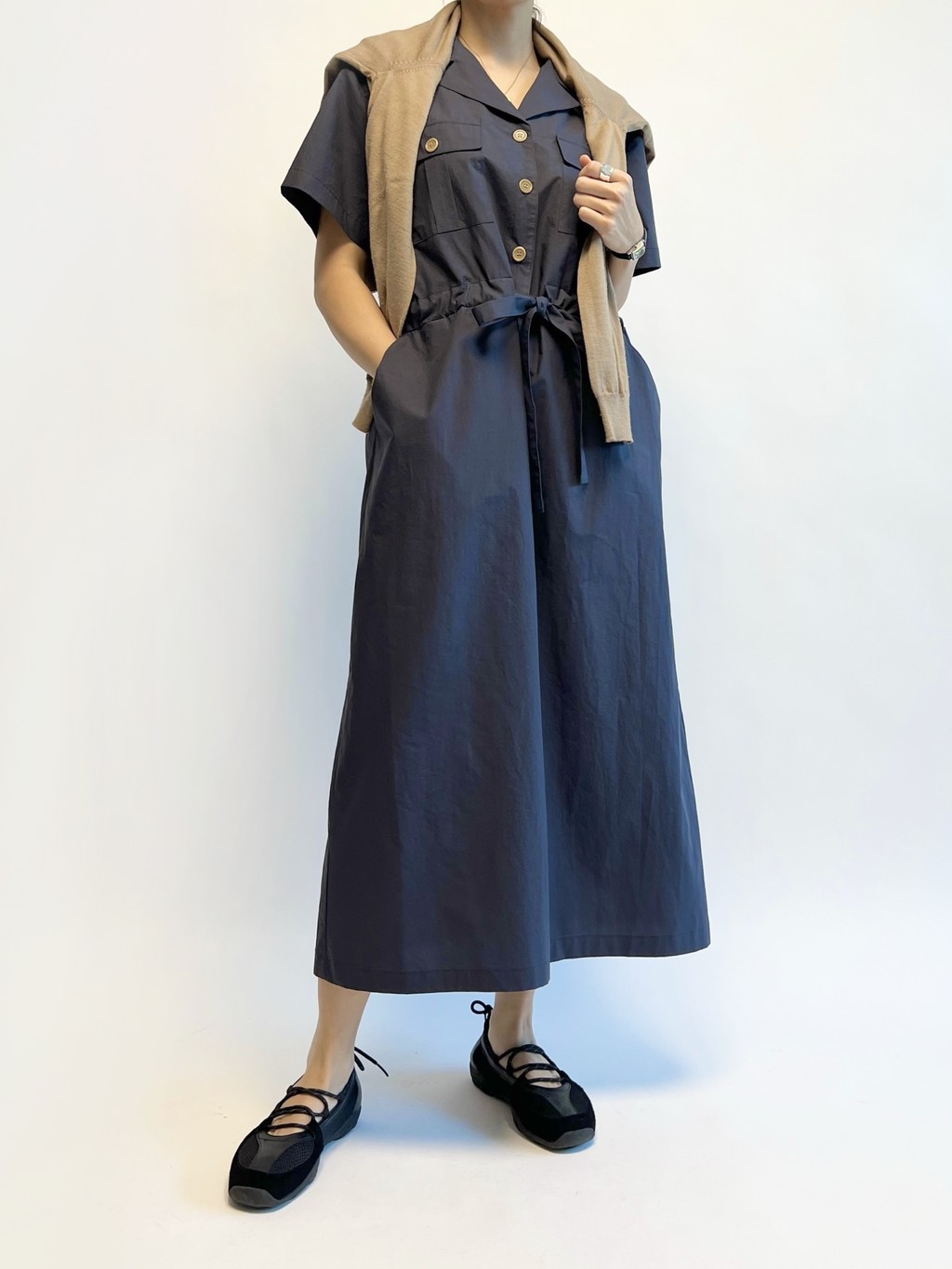 코튼 미디 원피스 cotton midi onepiece (navy) : THE MARRANG