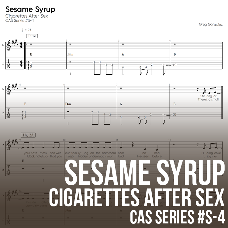 Sesame Syrup - Cigarettes After Sex : 기타선생 악보집
