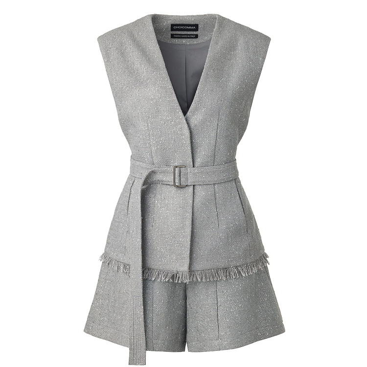 [ ITALY ] GLITTER TWEED SLIM LINE VEST&SHORTS : CHOICOMMA 초이콤마