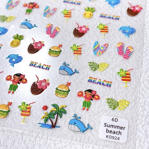 Timiko 엠보 네일스티커 여름 하와이 썸머비치 티미코 네일스티커 ko924 : 엔스타일 네일&뷰티 재료 공식몰