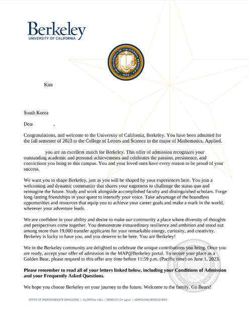 UC Berkeley, UCLA, UCSD, UCSB, UIUC Applied Math 합격후기 : 합격후기