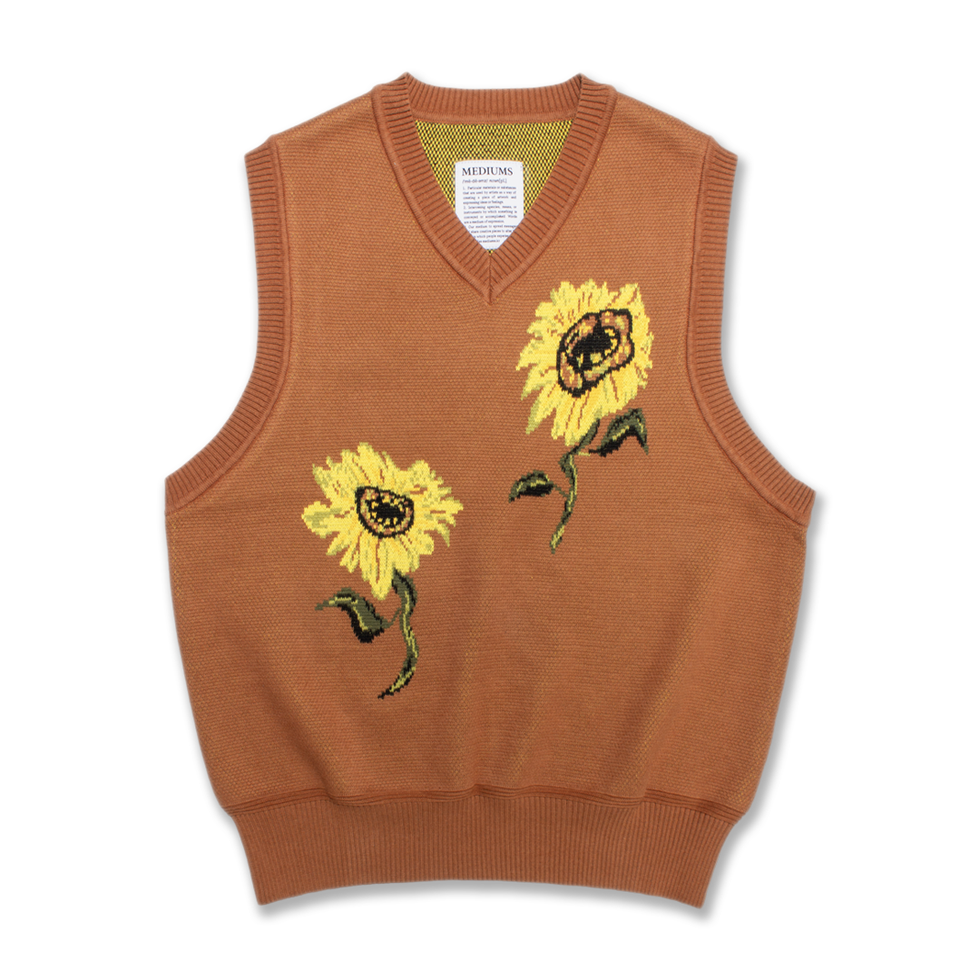 Distorted Sunflower Knit Vest - Brick : MEDIUMS