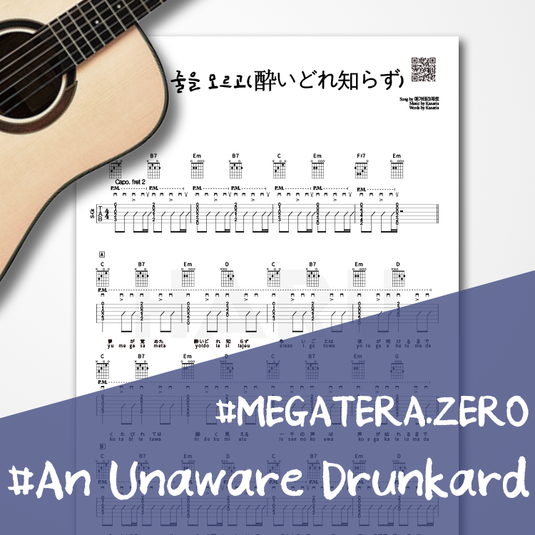 MEGATERA.ZERO - An Unaware Drunkard(酔いどれ知らず) Romaji 【★★★☆☆】 : haruguitar