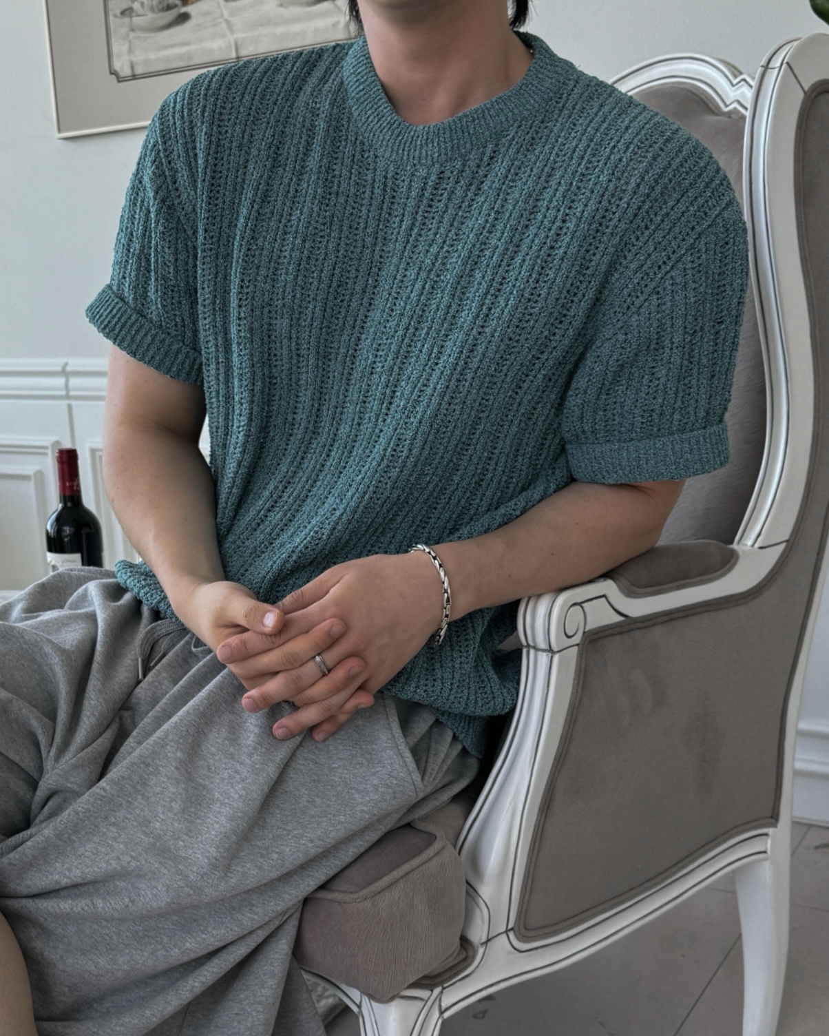 [PREMIUM] 라텐시 부클 스카시 라운드 반팔 니트 10COL : 이치반