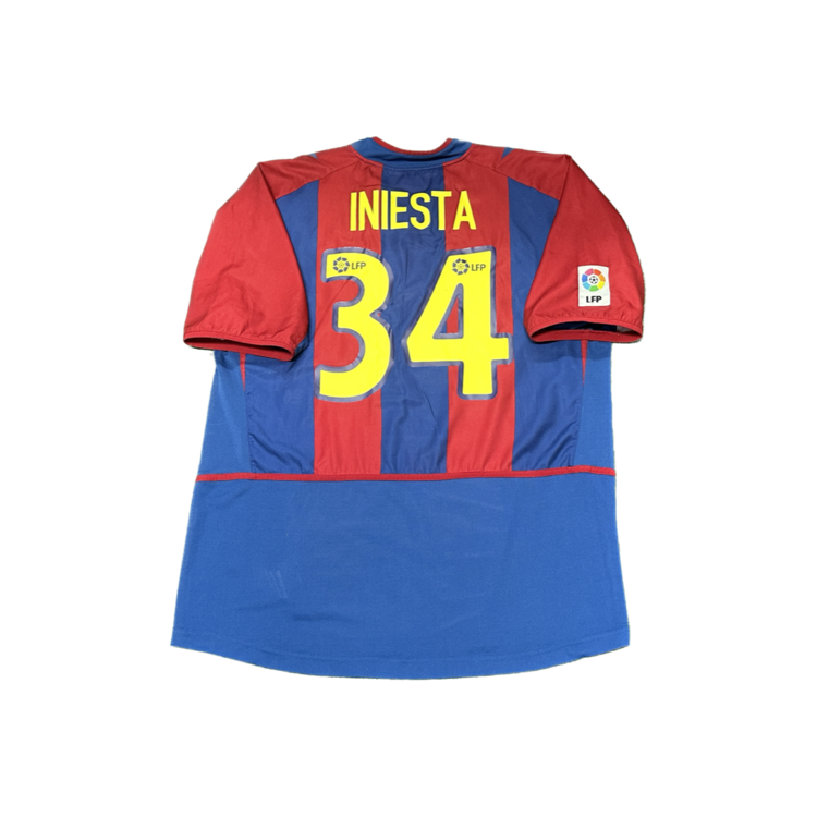 2002-2003 Barcelona Home #34 Iniesta Shirt - XL : 433 SEOUL