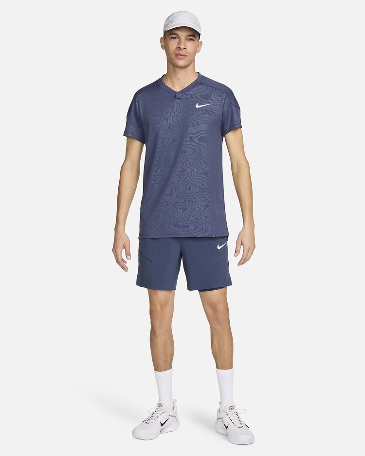 (D) 나이키 코트 슬램 7인치 쇼츠 썬더블루 아시안 사이즈 (2024 롤랑가로스) : 테니스바이