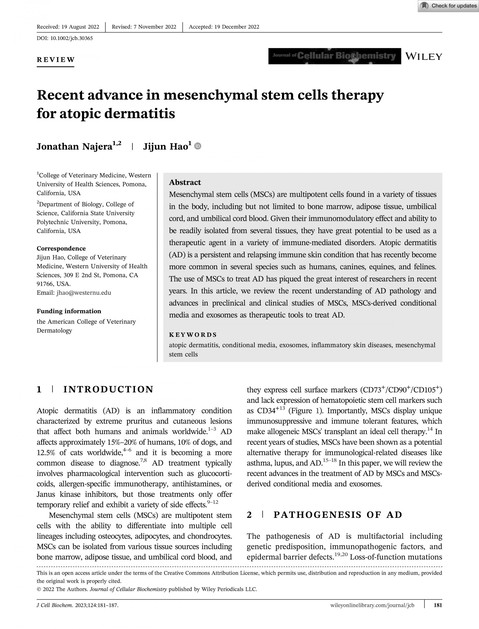 Recent Advances in Mesenchymal Stem Cells Therapy for Atopic Dermatitis ...