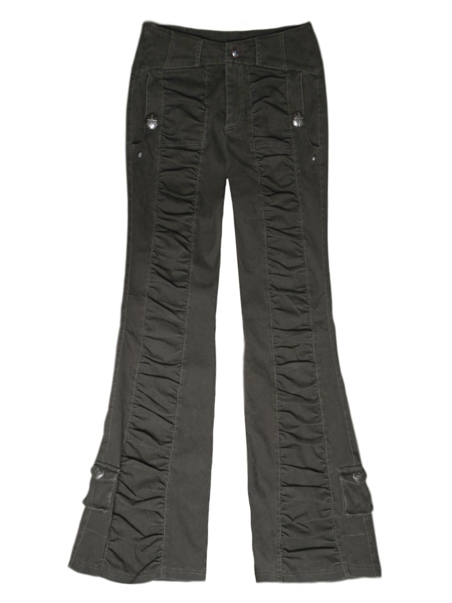 Pleated Retro Black Slim Flared Pants 리디큘러스 Ridiculous