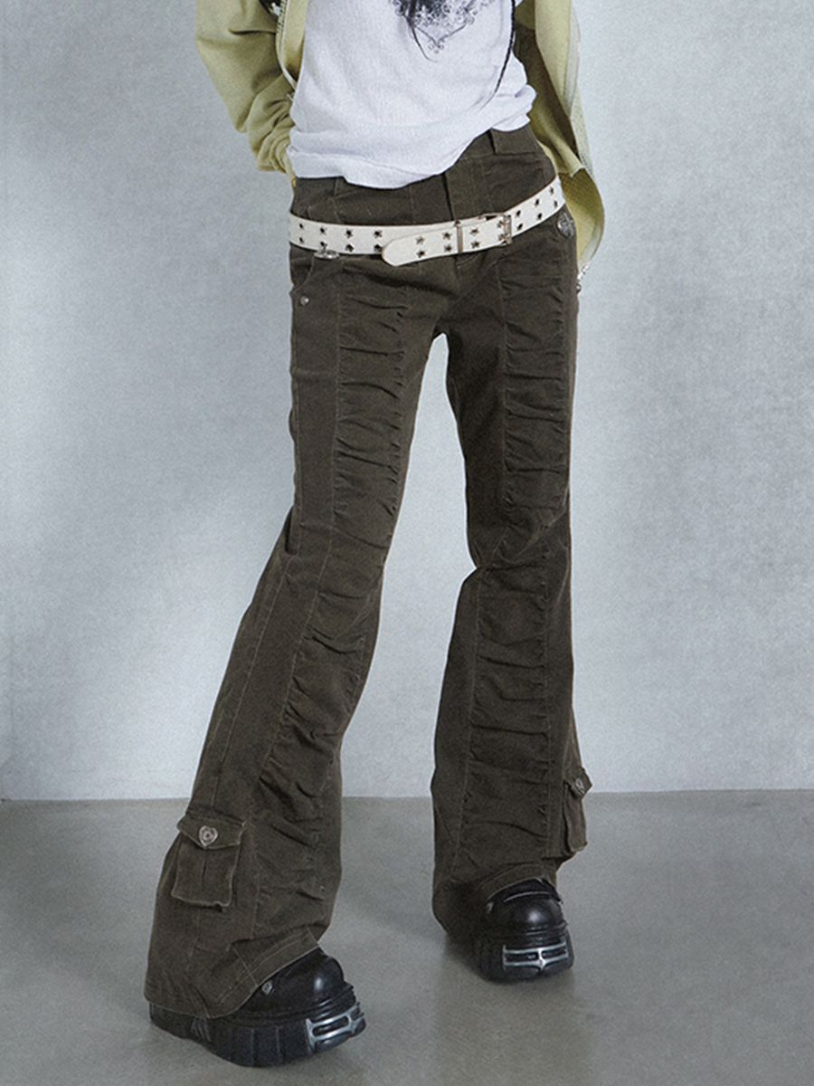 Pleated Retro Black Slim Flared Pants 리디큘러스 Ridiculous