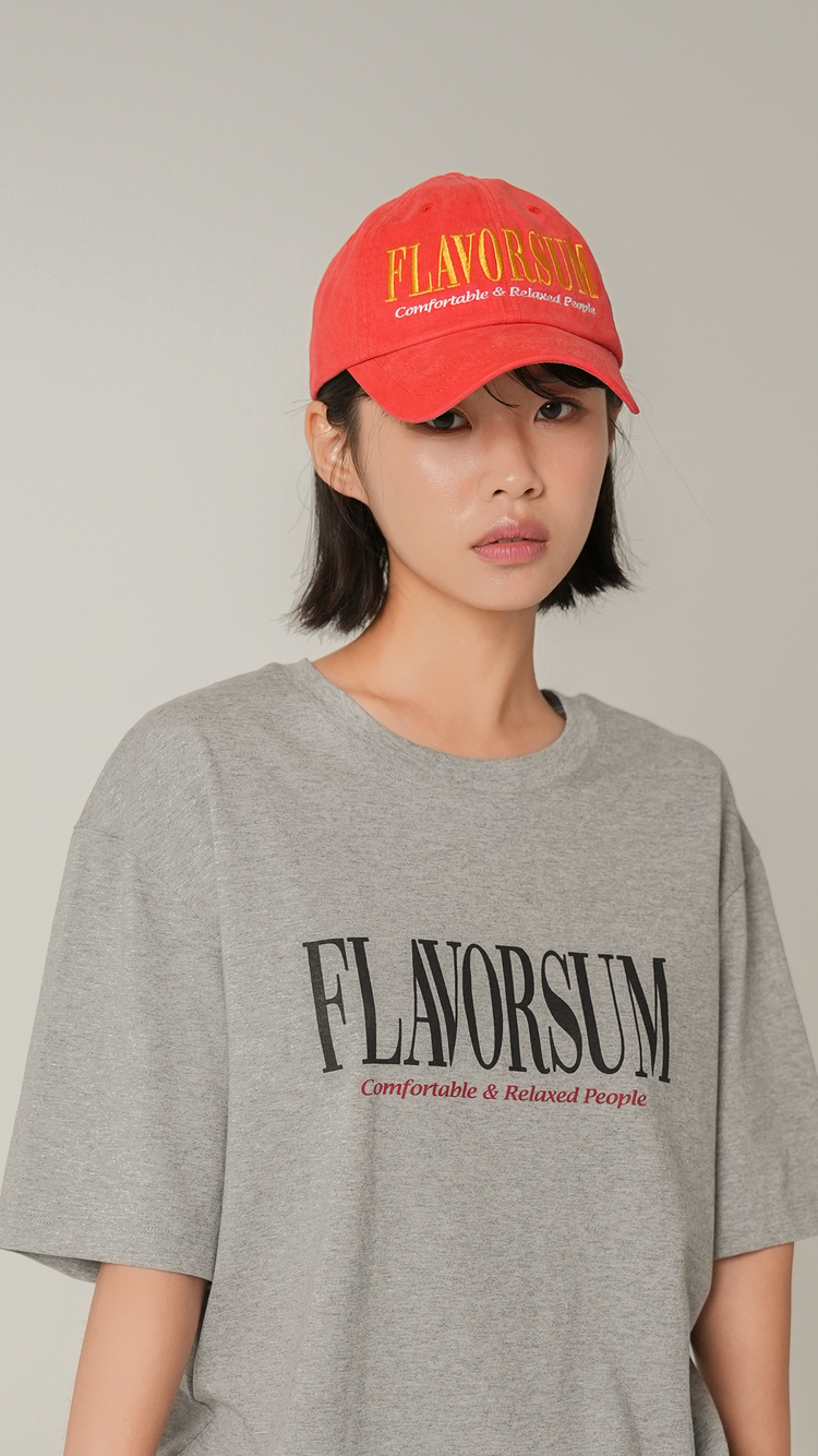 FLAVORSUM WASHING LOGO BALL CAP-CORAL : 플레이버썸 | FLAVORSUM