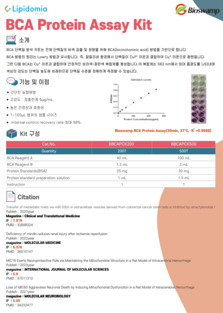 [Bioswamp] BCA Protein Assay Kit : 리피도미아