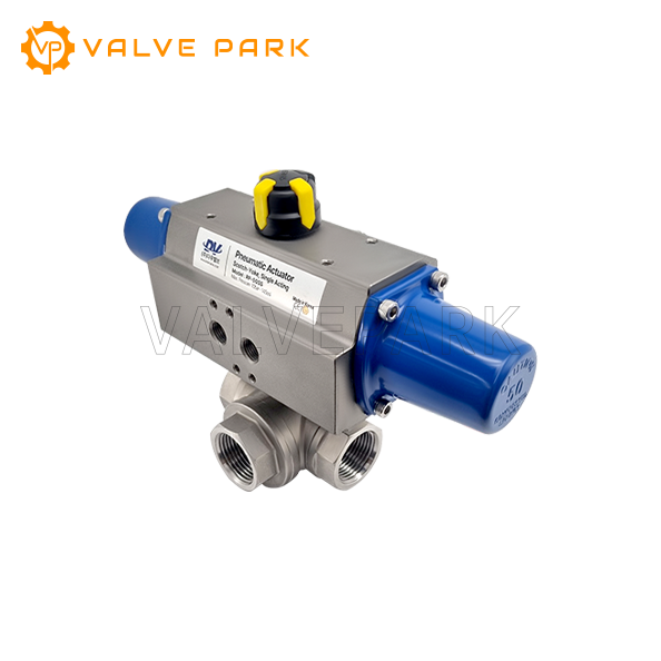 3WAY 공압 볼밸브 BSPT (SUS316, 싱글액팅) : 밸브파크