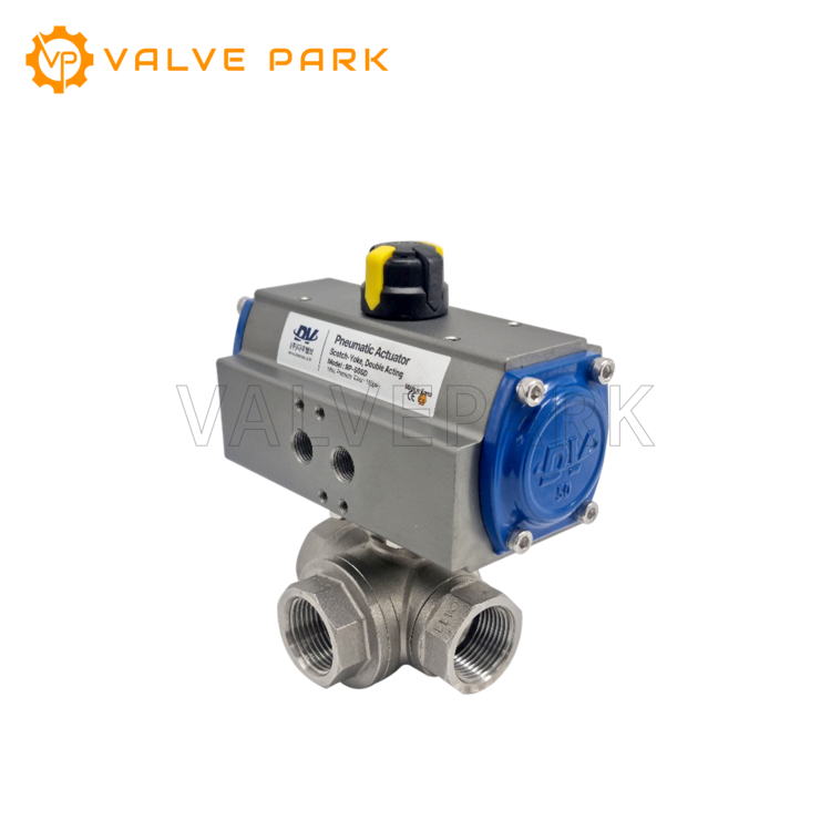 3WAY 공압 볼밸브 BSPT (SUS316, 더블액팅) : 밸브파크