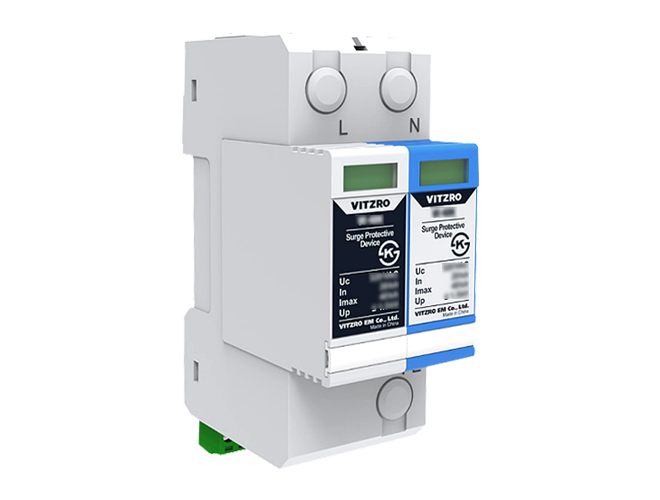 VE-40K-2P, VE40K2P, VE 40K 2P, SPD, 비츠로 서지보호기, VITZRO SPD, 40kA SPD, 2P+G, 직격뢰 및 유도, 간접뢰 보호용 : 투에스케이