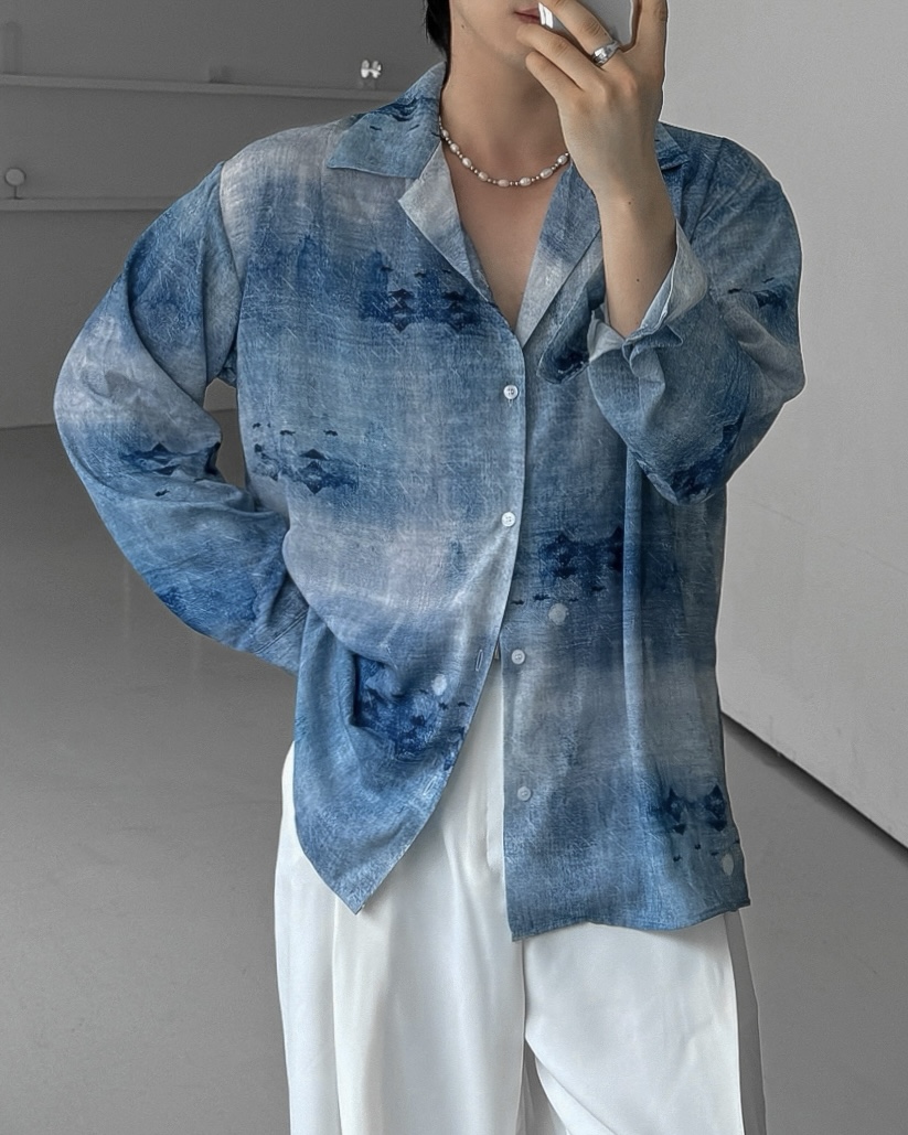 [BEST] 오션 디지털 나염 시스루 셔츠 2COL : 이치반