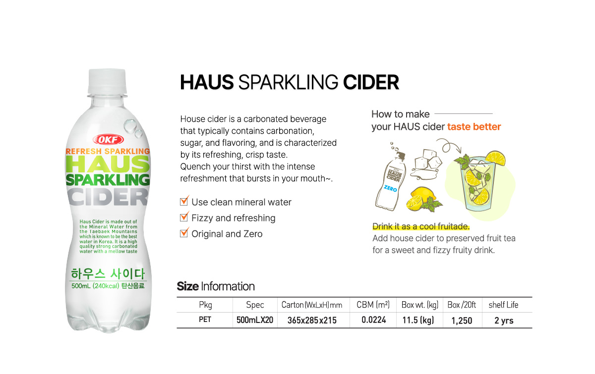 HAUS SPARKLING CIDER : OKF CORPORATION