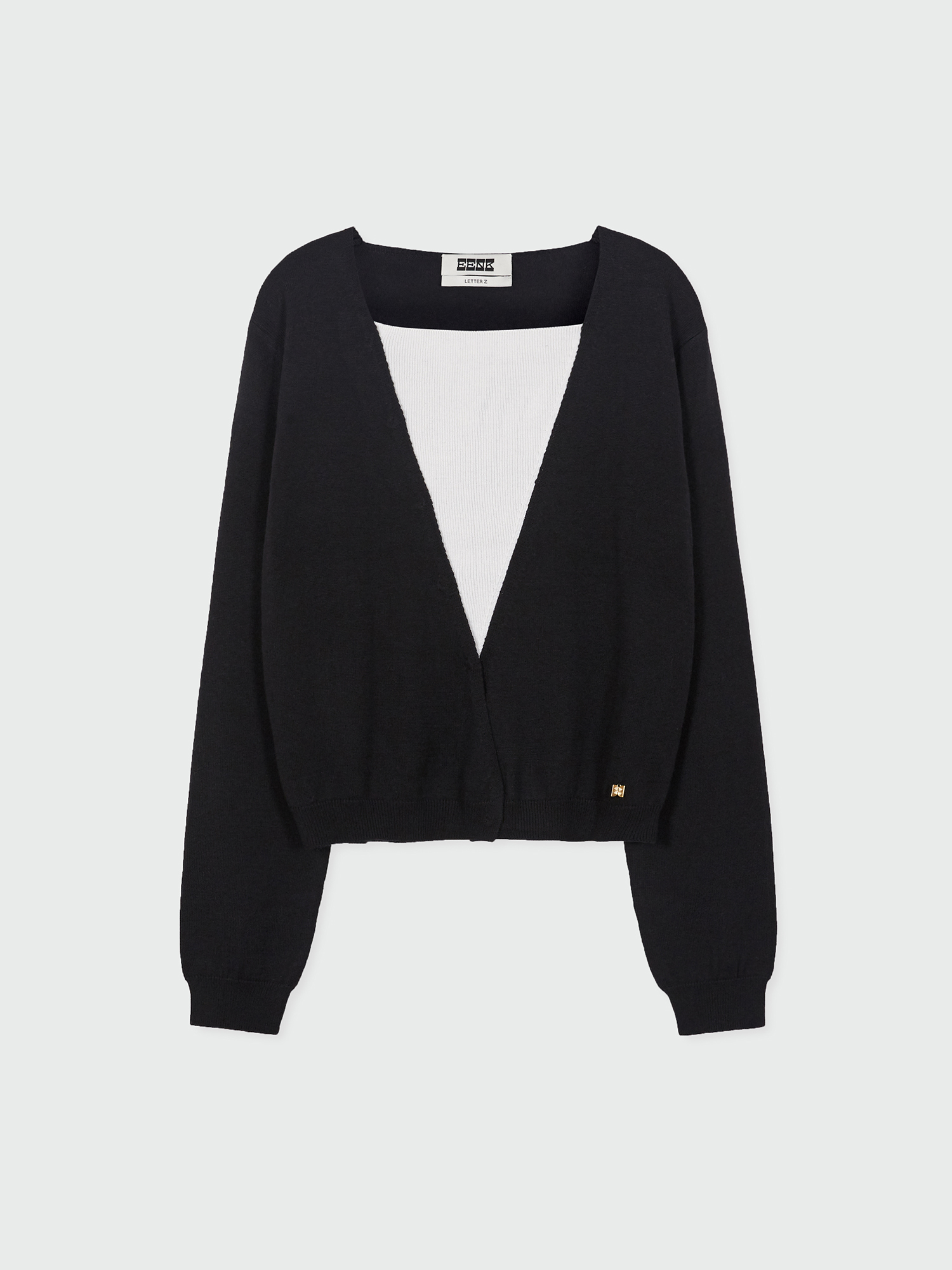 ZOEM V-Neck Knit Cardigan - Black/Ivory : EENK
