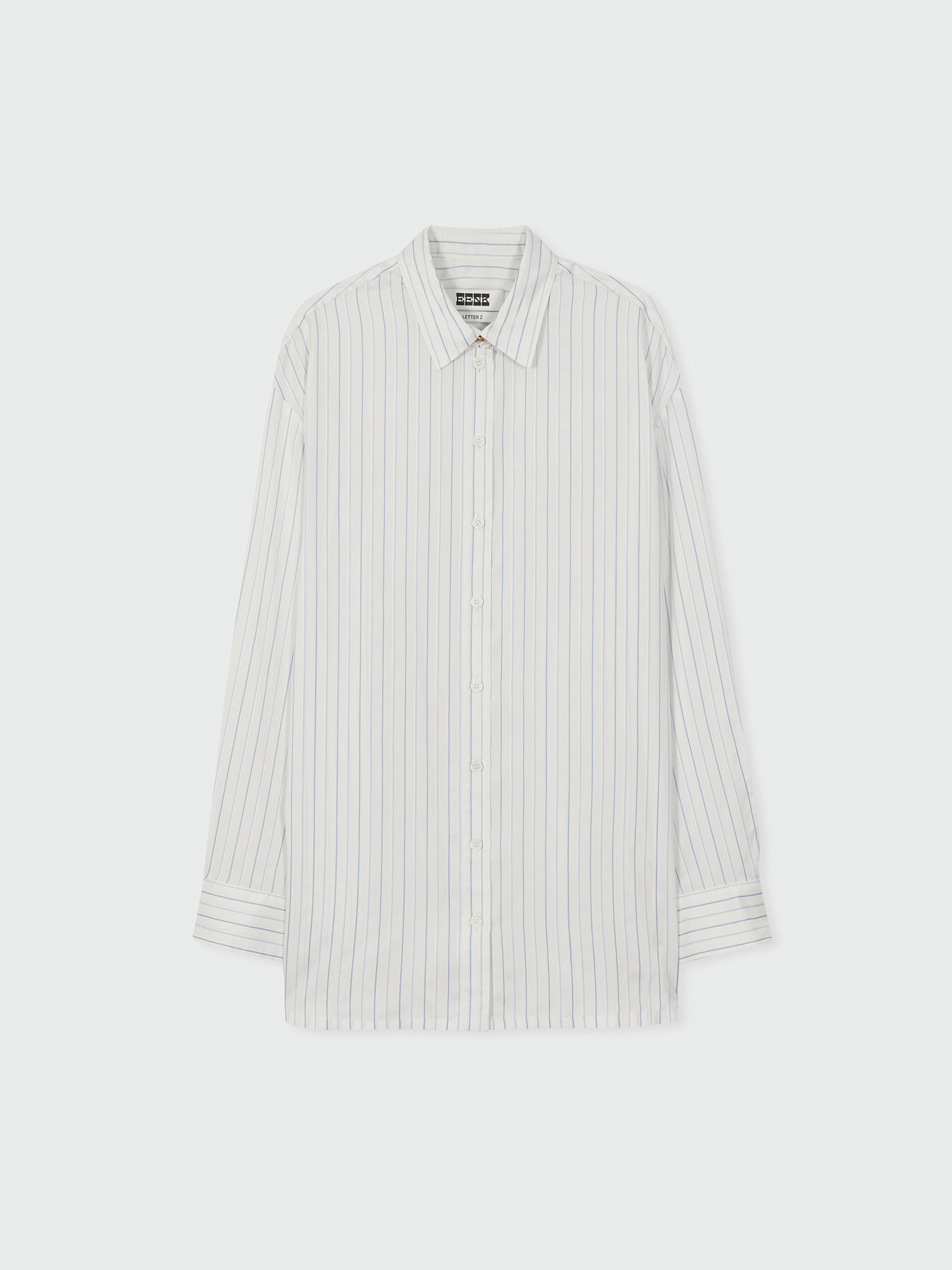 ZANCY Oversized Shirt with Brooch - Ivory Stripe : EENK