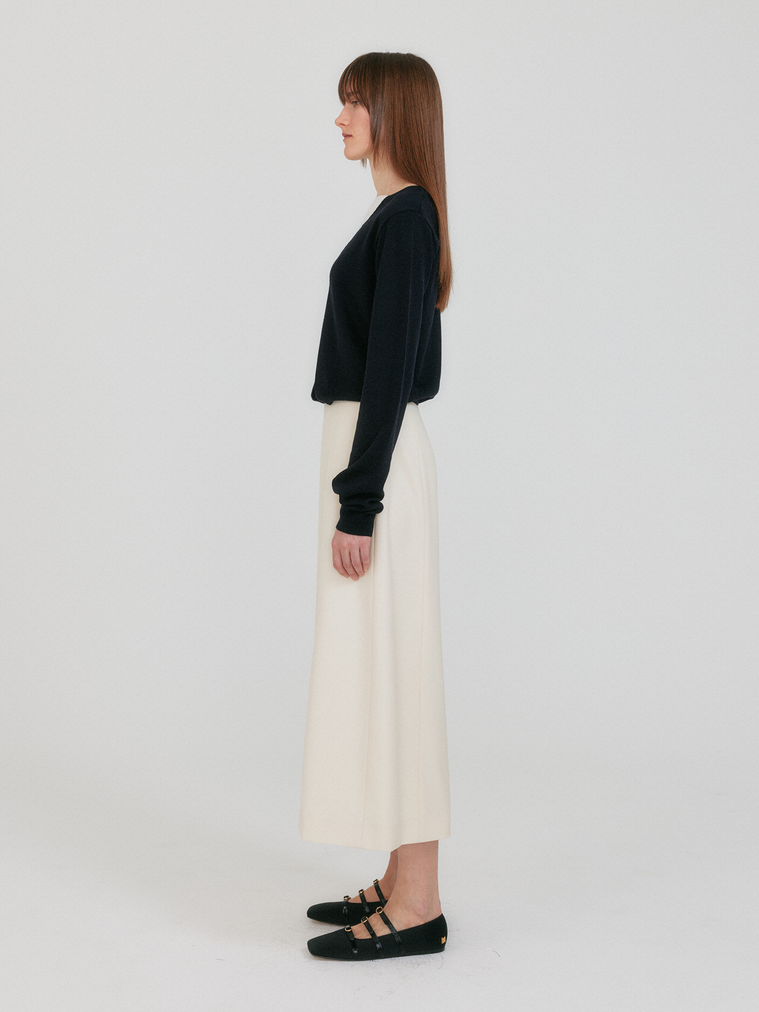 ZOEM V-Neck Knit Cardigan - Black/Ivory : EENK