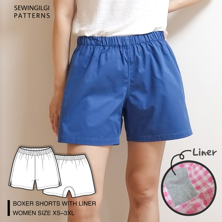 Boxer Shorts with liner for women Pattern : SEWINGILGI PATTERNS