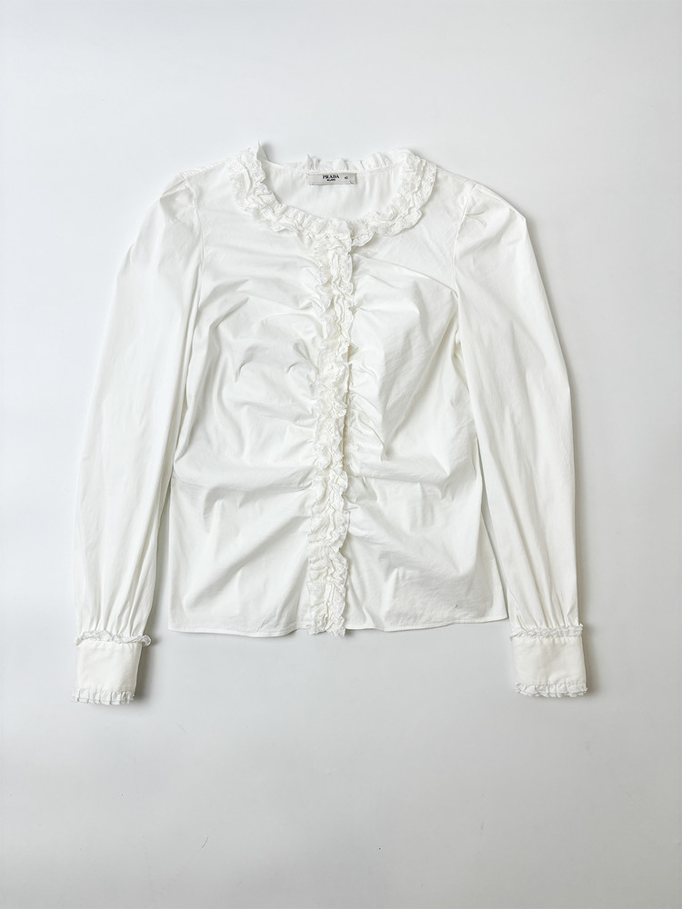 2010 PRADA RUFFLE DETAIL BLOUSE : oaens