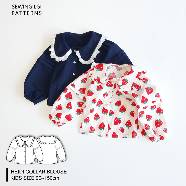 Heidi Frill collar Blouse for kids Pattern : SEWINGILGI PATTERNS