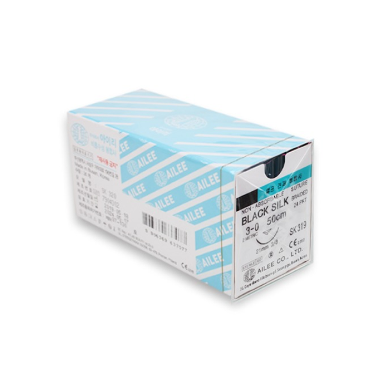 블랙실크 봉합사 3-0,21mm(24ea/box) : HLB바이오스텝 B2B MALL