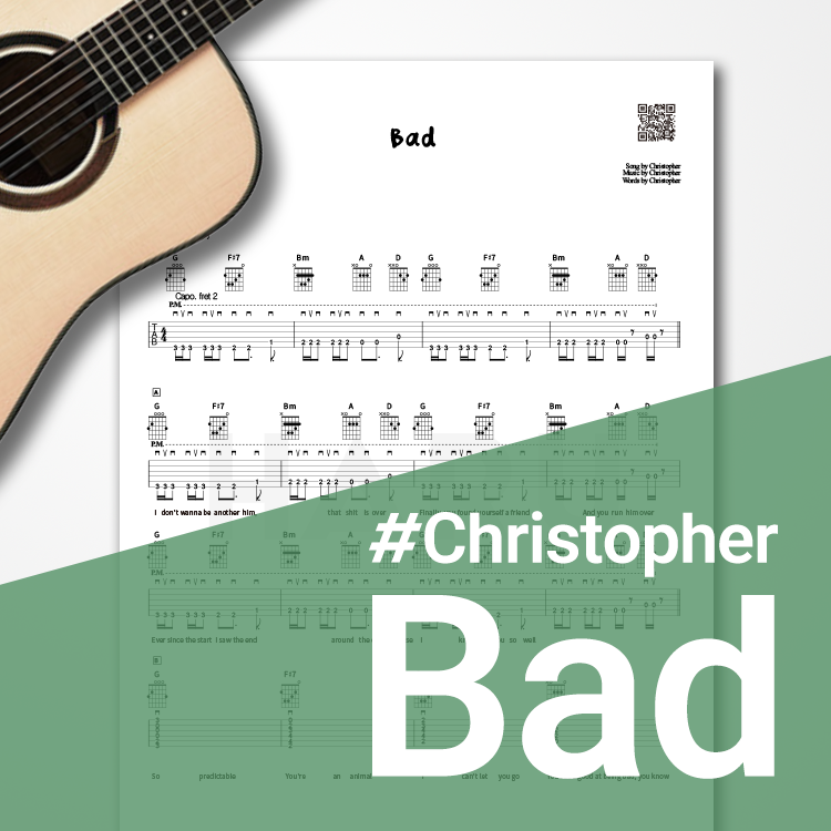 Christopher - Bad 【★★★★☆】 : 하루한곡 TAB악보