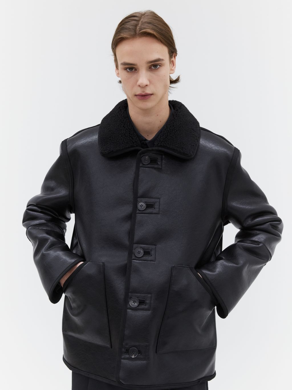 reversible shearling jacket black : LABEL ARCHIVE 라벨 아카이브