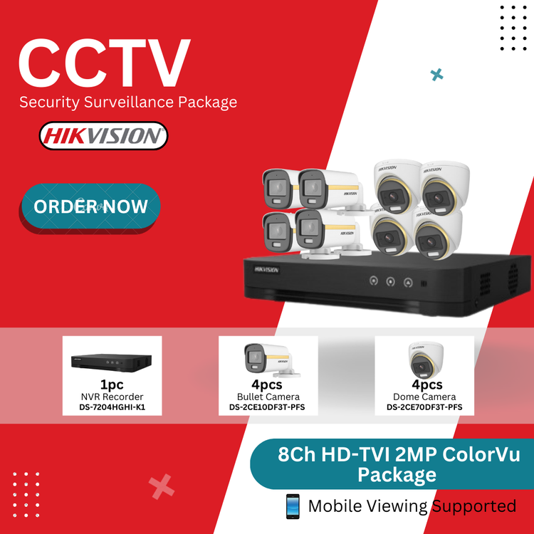 HIKVISION TVI-LITE-8CH4D4B-2MP-COLORVU Package (Order Basis)
