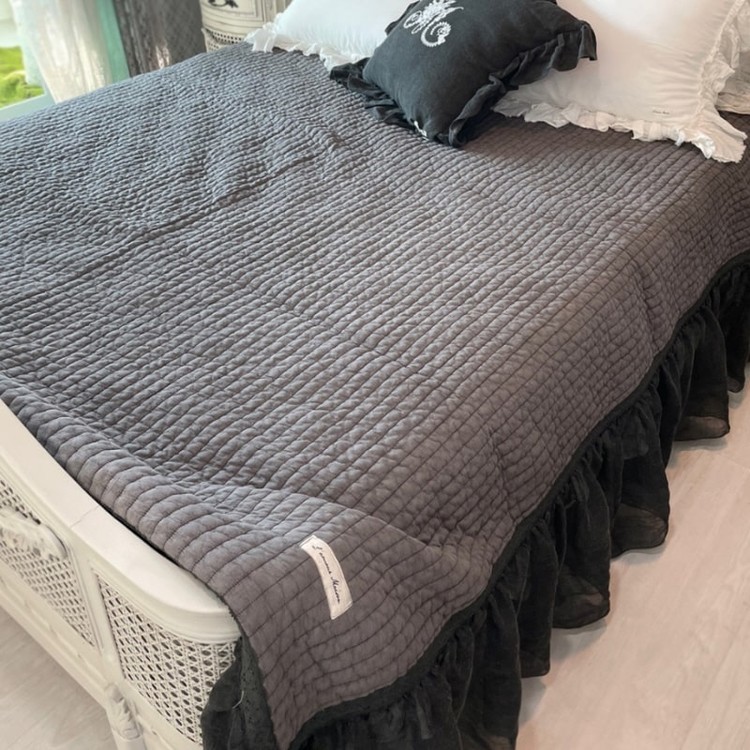 디뮤어 린넨 롱프릴 차콜&차콜 패드&이불 (2size) : 라벨르엠 - Labelle M