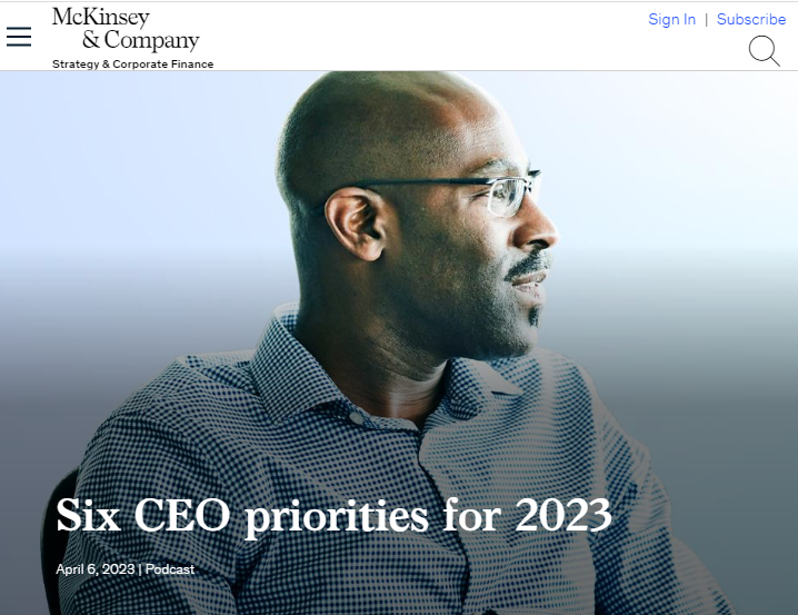 맥킨지 파트너들에게 들어본 2023년 CEO들의 우선 고려사항 6가지 : SDX Foundation