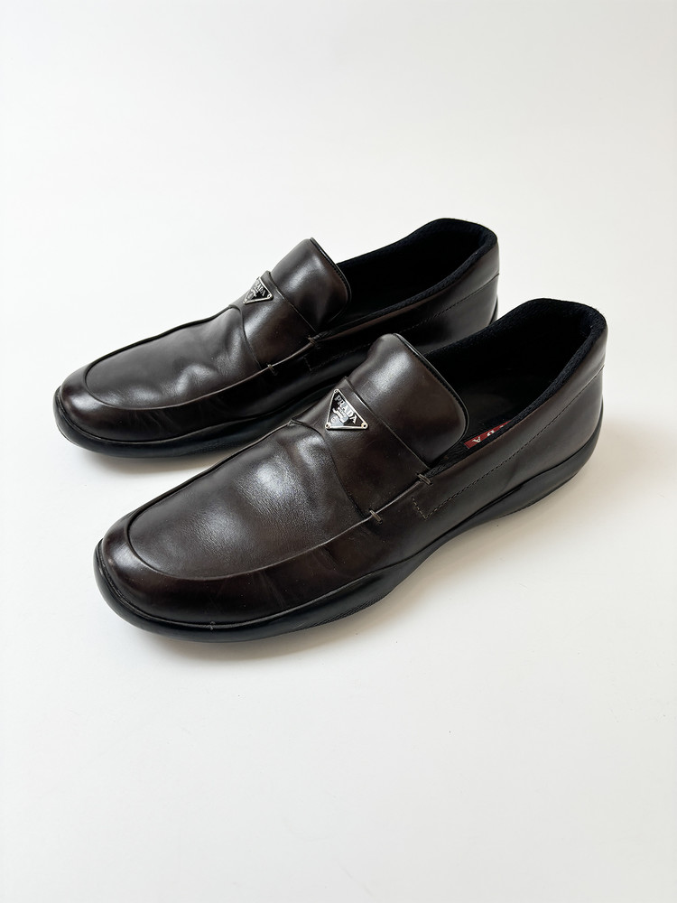 PRADA LEATHER LOAFERS (UK8) : oaens