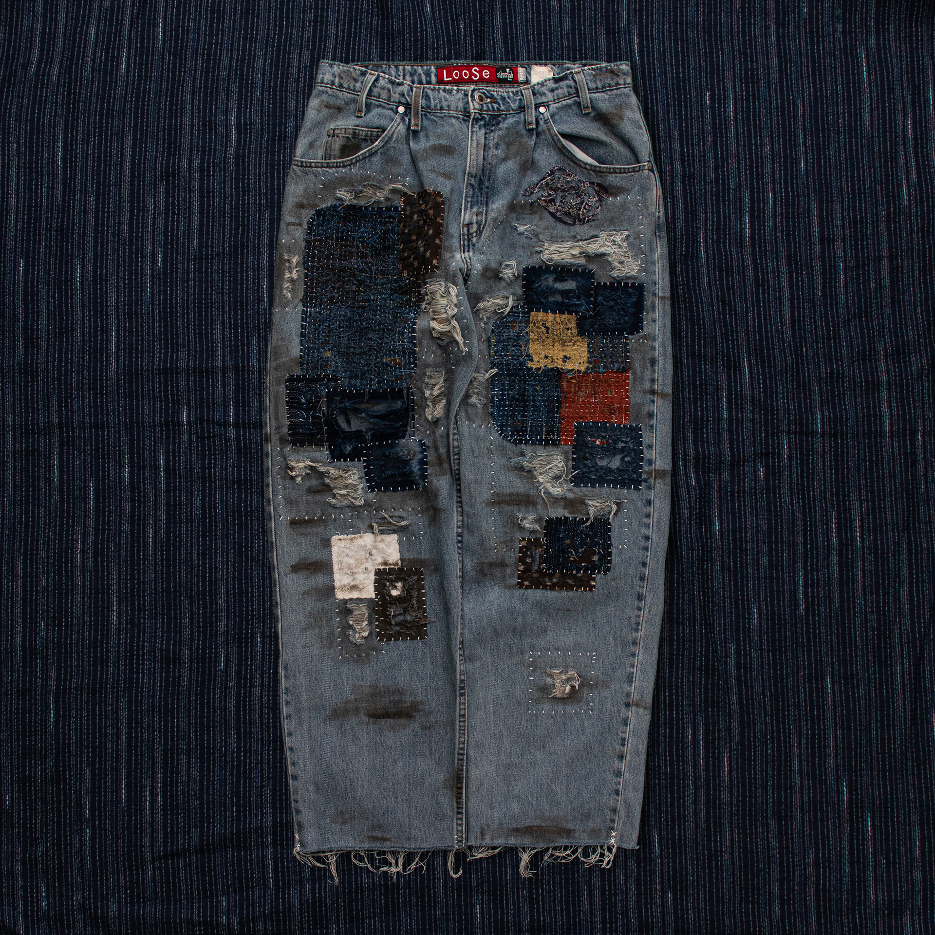 NO.187 DISTRESSED PATCHWORK JEANS : twostandard