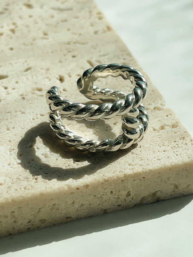 실버925 에르 오스모스 볼드 트윌 오픈 반지 SRF41 : HRM SILVER