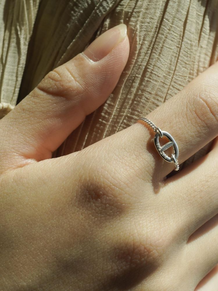 925 커브체인 미니샹달 포인트 반지 SRF90 : HRM SILVER