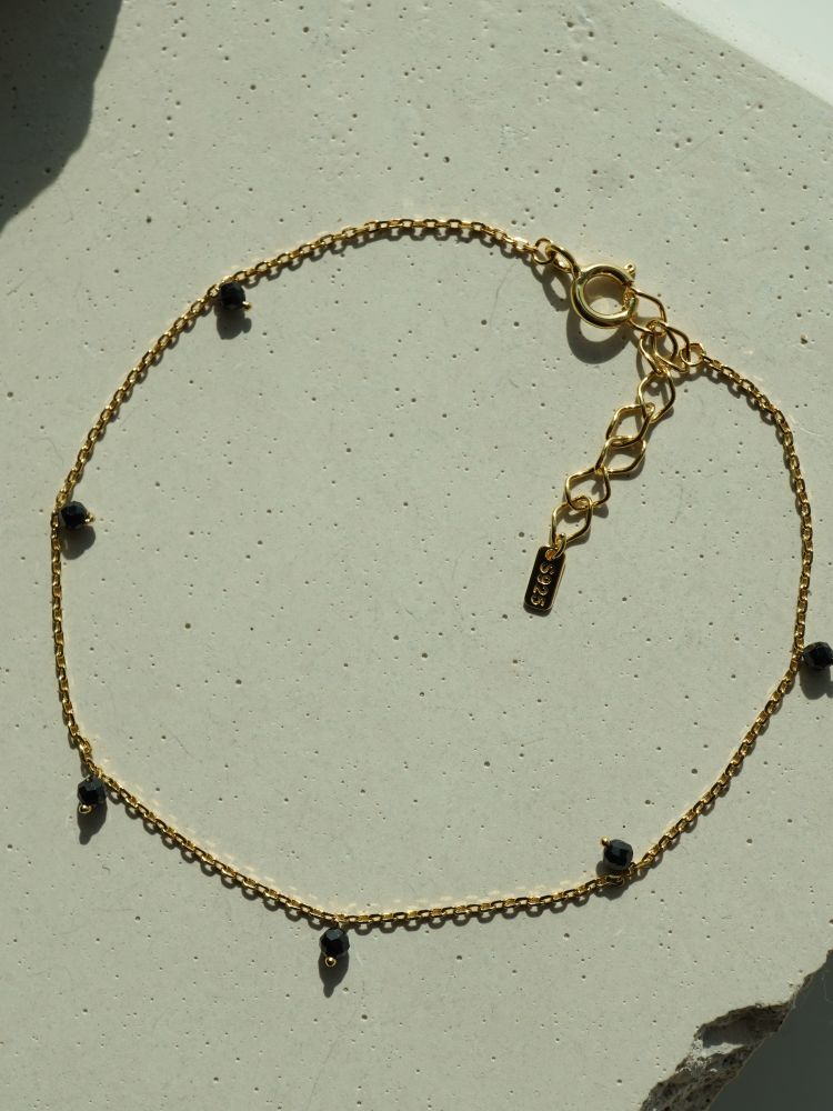 실버925 여리핏 3미리 블랙스피넬 팔찌 SBF52 : HRM SILVER