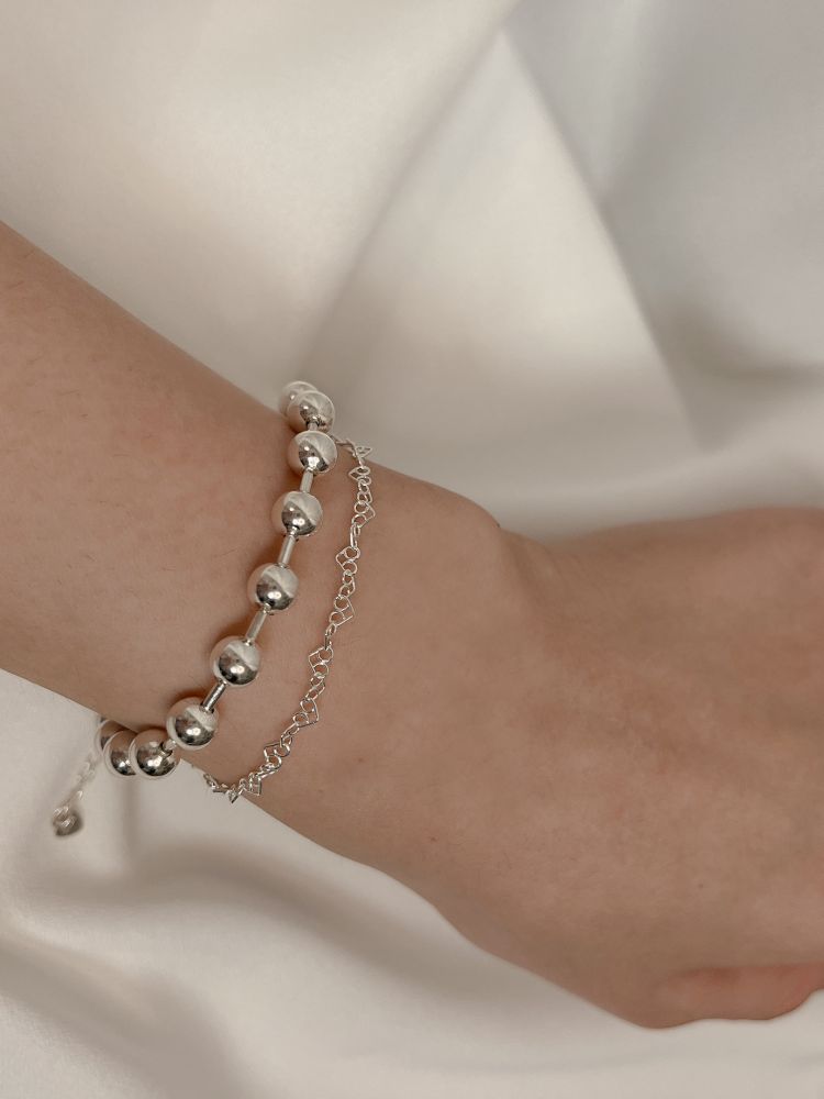 실버925 하트 프레첼 럽 체인 여리 팔찌 SBF28 : HRM SILVER