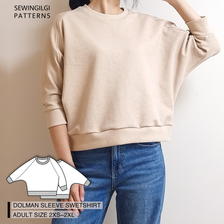 Dolman Sleeve Sweatshirt for Adults Pattern : SEWINGILGI PATTERNS