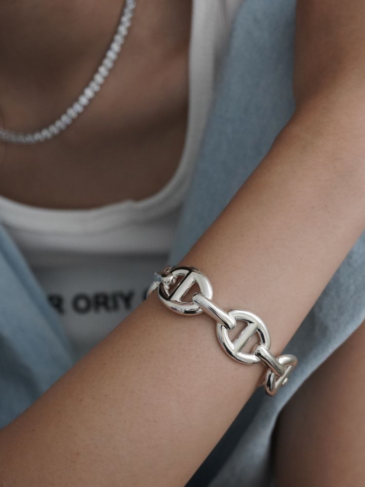 실버925 S급 프리미엄 볼드한 샹달 뱅글 팔찌 SBF120 : HRM SILVER